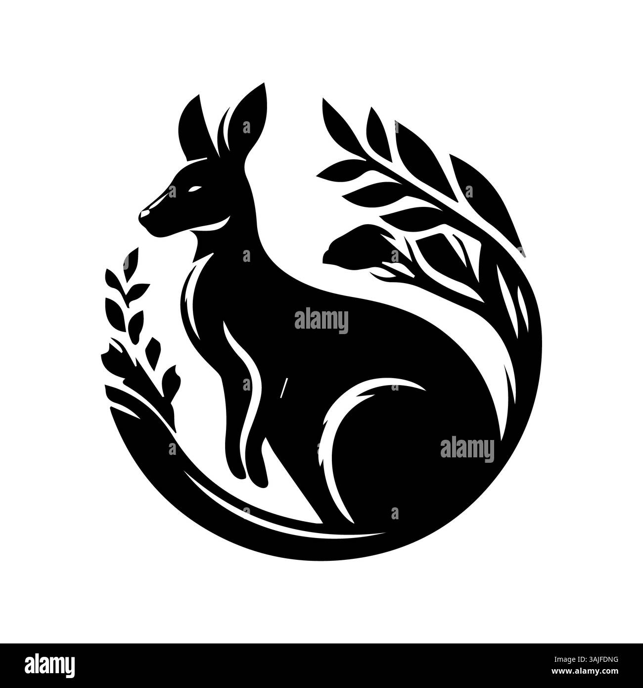 Kangaroo logo design black and white animal illustration australia ...