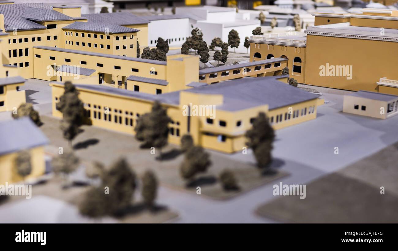 Architectural scale model showing residential buildings, streets and ...