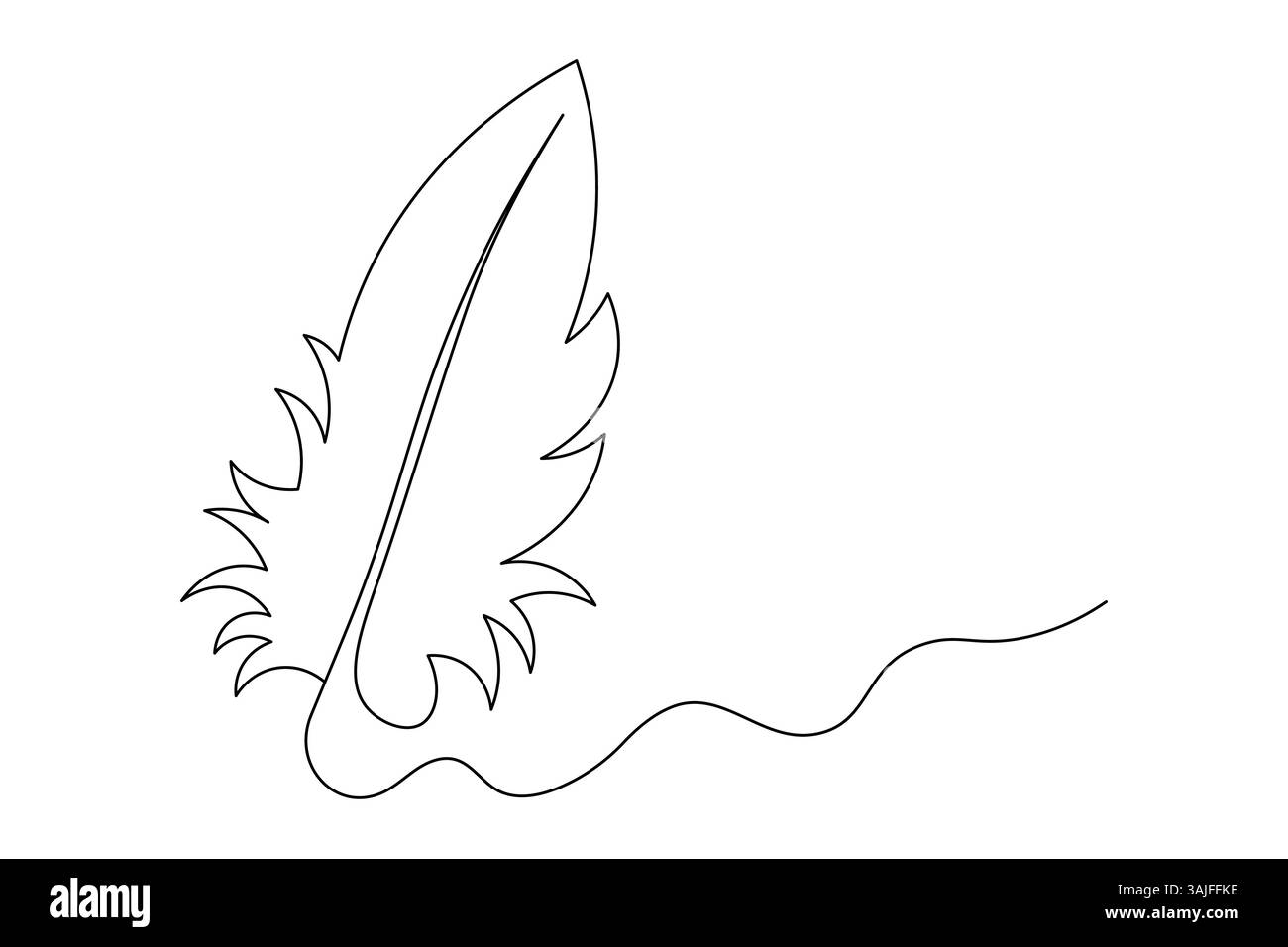 Minimalist Bird Feather Continuous Line Drawing - Elegant Outline ...