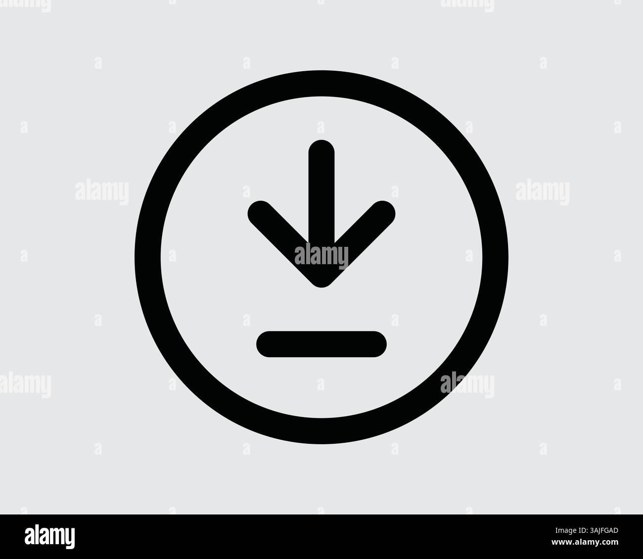 Download Arrow Round Icon Down Load Button Circle Outline Line Shape ...