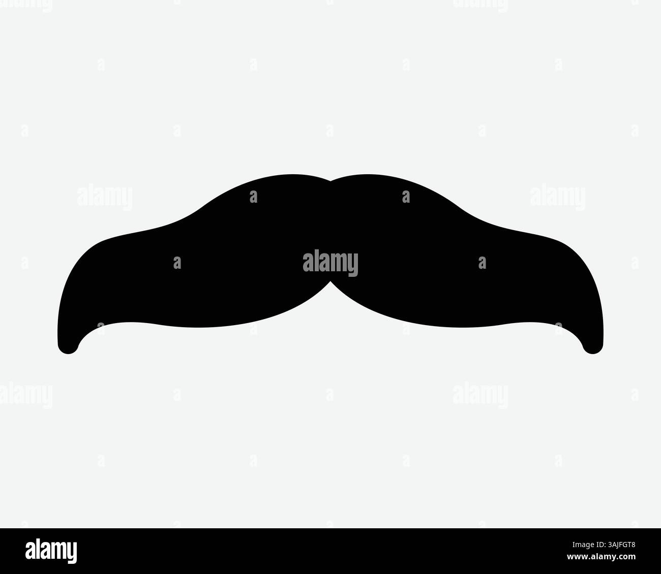 Thick Men Moustache Classic Facial Hair Curly Design Retro Vintage ...