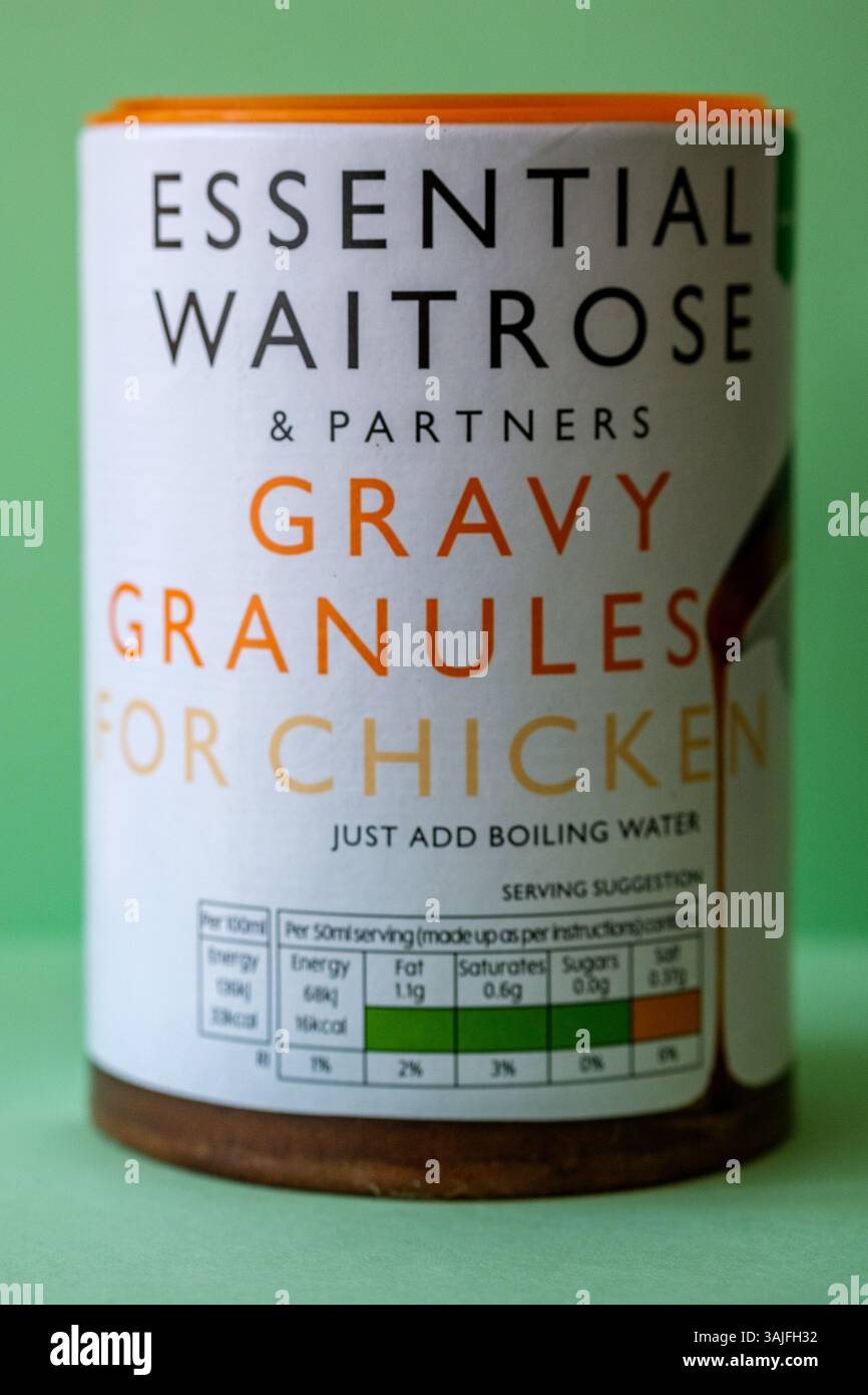 London UK, April 11 2025, Essential Waitrose Chicken Gravy Granuals ...