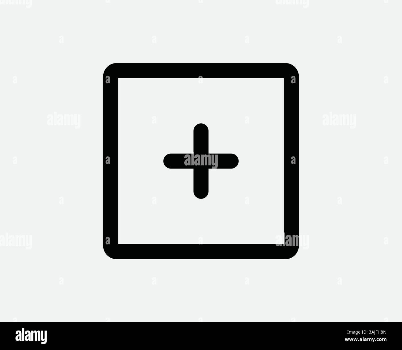 Positive Square Box Terminal Outline Line Shape Plus Add Addition Sum ...