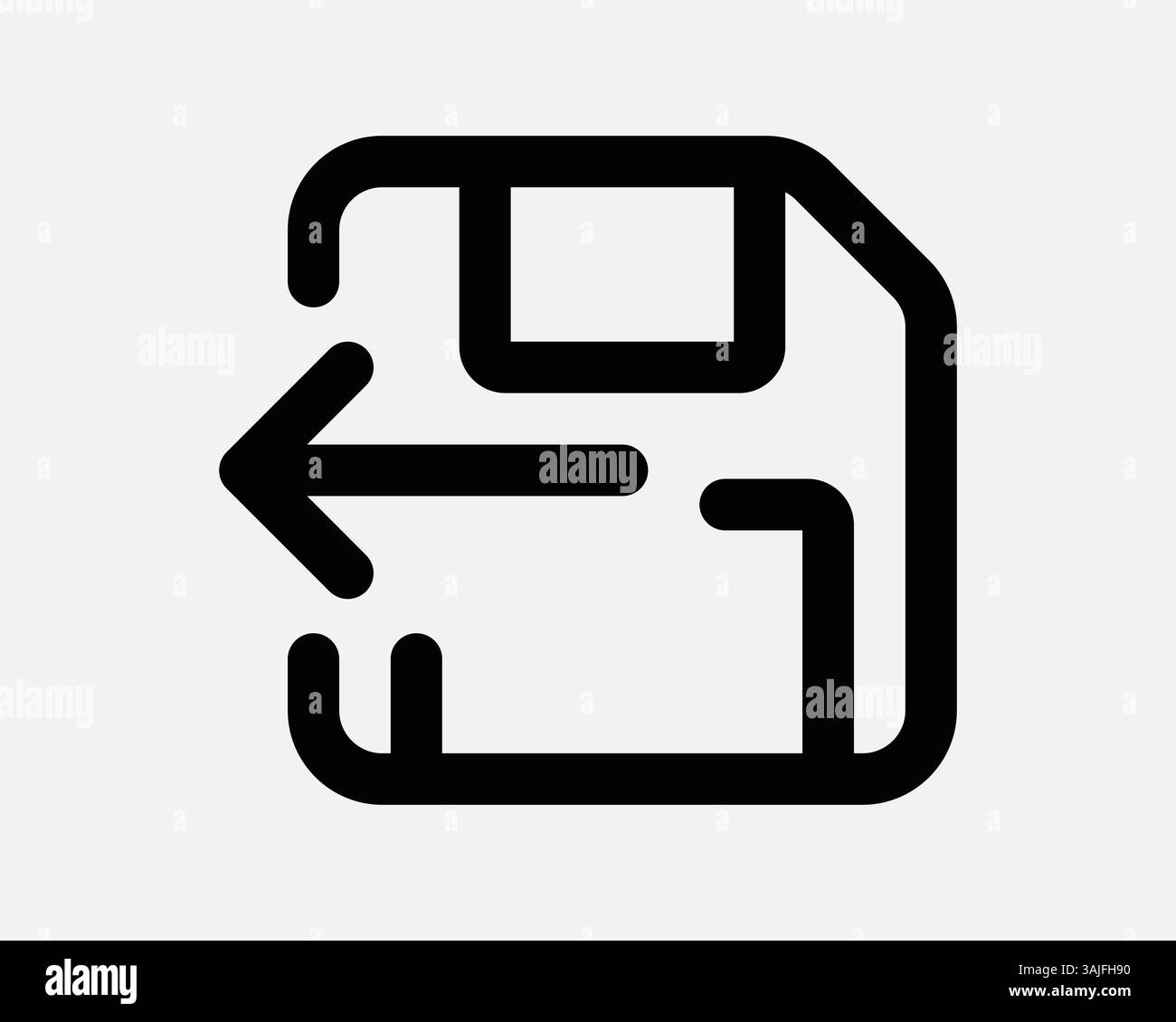 Remove Floppy Disk with Arrow Direction Point Pointing Location In Push Ledt Outline Black Shape ...