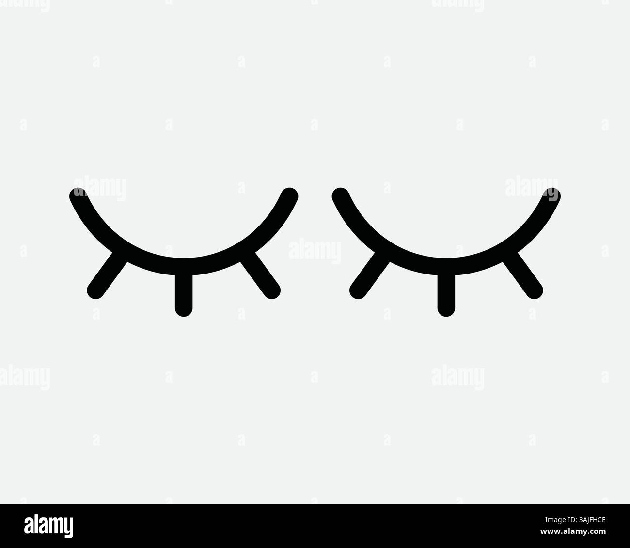 Two Eyes Closed Line Icon with Eyelashes Sleeping Napping Cartoon ...