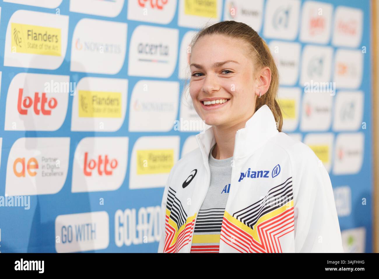 Brussels, Belgium. 11th Apr, 2025. Belgian runner Jana Van Lent poses ...