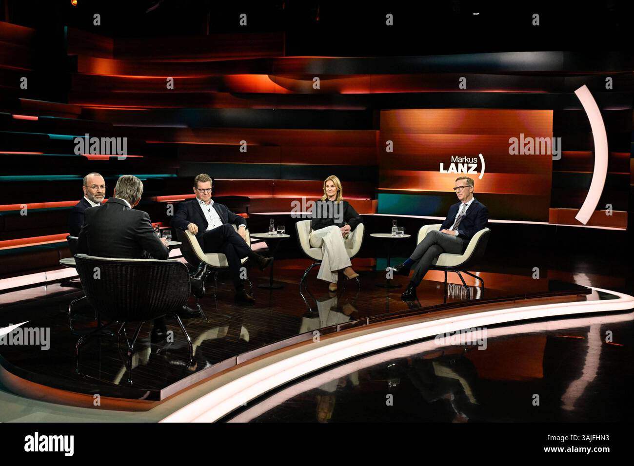 Talkrunde bei Markus Lanz , ZDF 04/25 her Manfred Weber, Markus Lanz ...