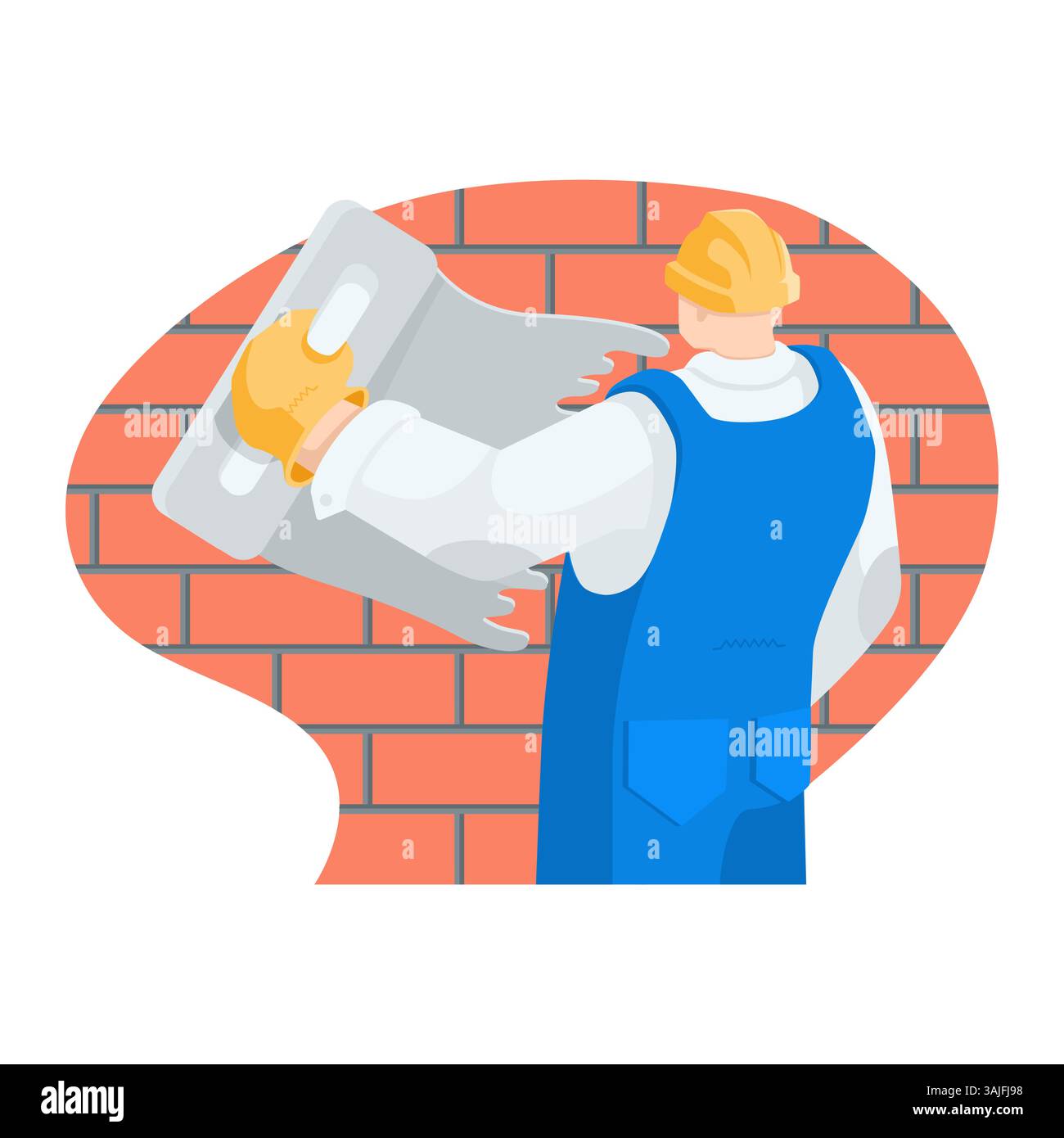Man hand trowel plastering Stock Vector Images - Alamy
