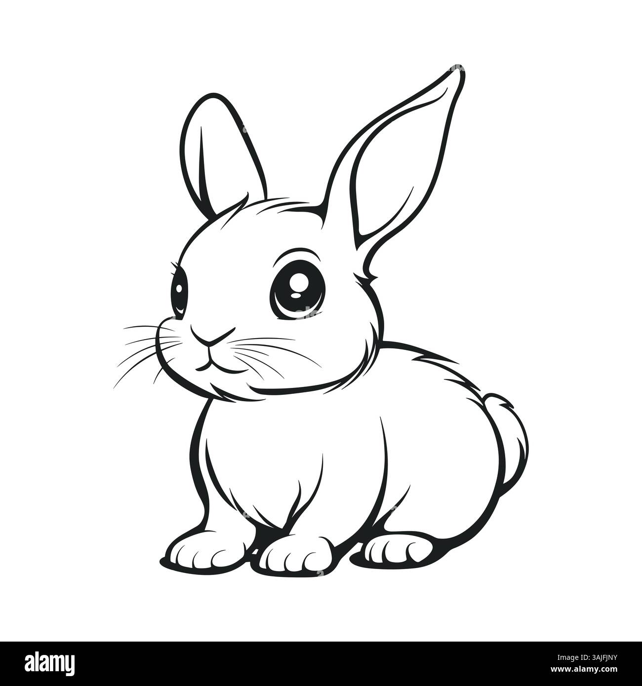 Outline rabbit icon. Cute animal isolated on white background. Hand ...