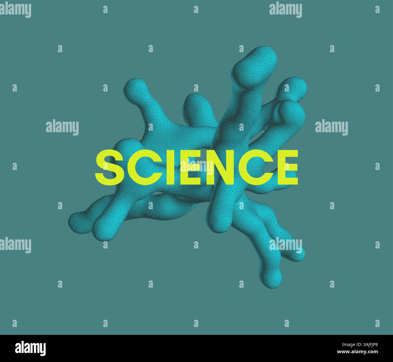 Abstract three-dimensional composition in dotwork style. Pointillism ...