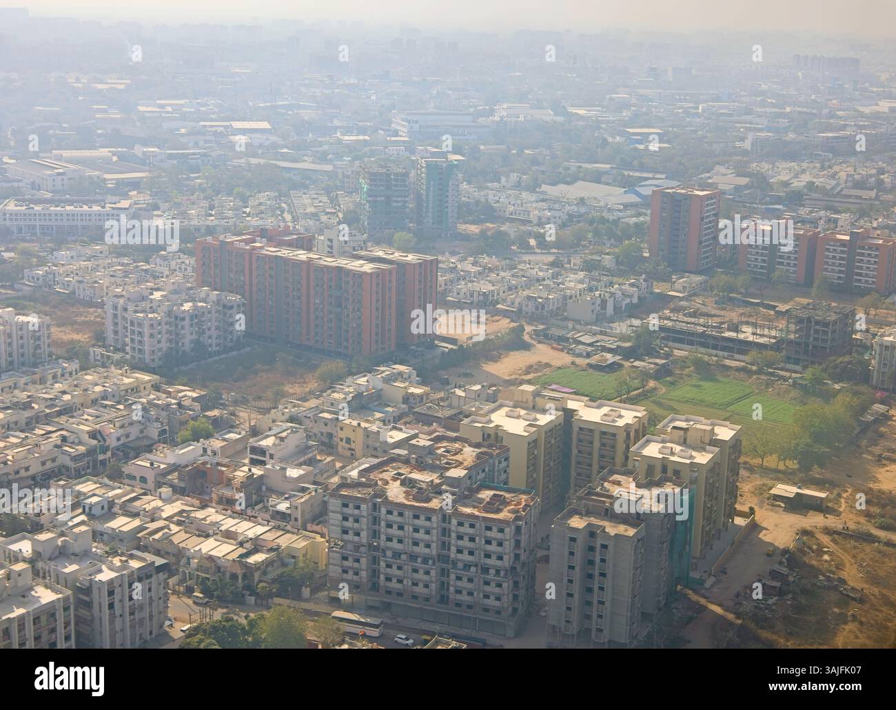 Aerial view while flying in to Ahmedabad Airport (AMD), officially ...