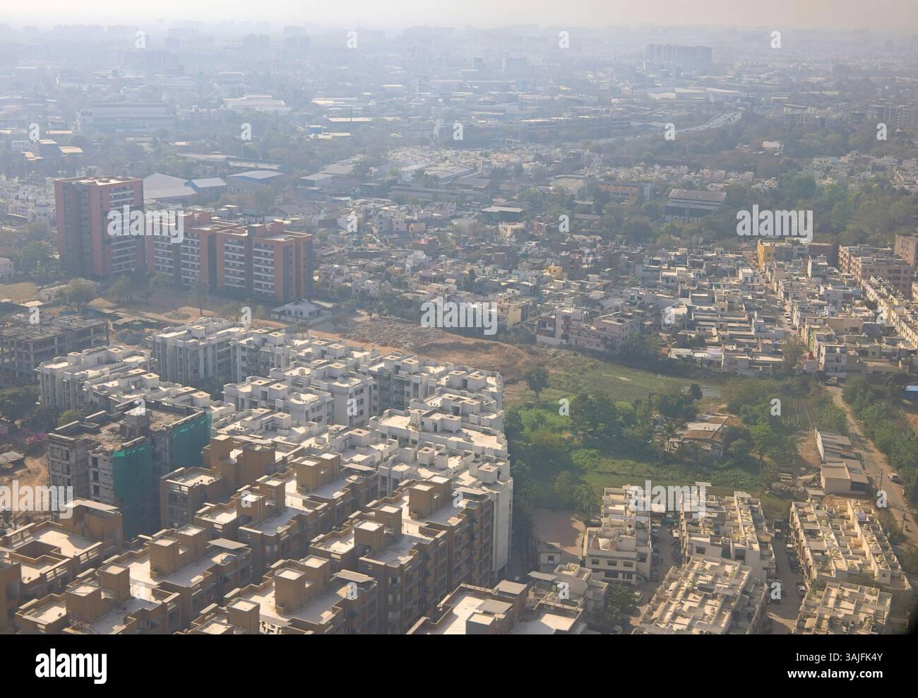 Aerial view while flying in to Ahmedabad Airport (AMD), officially ...