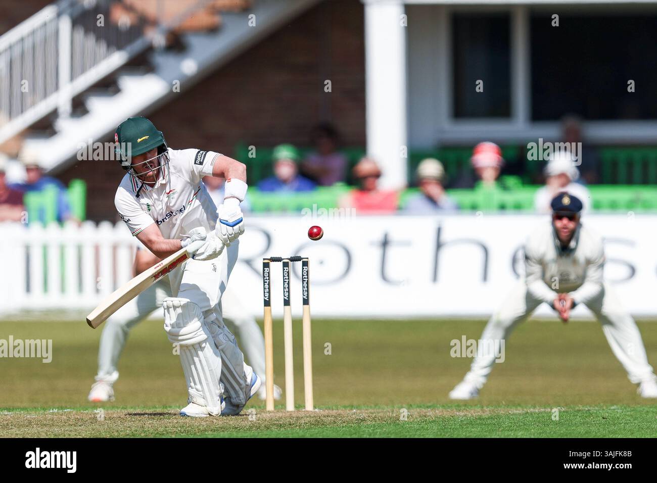 #23, Lewis Hill of Leicestershire in action with the bat during the ...