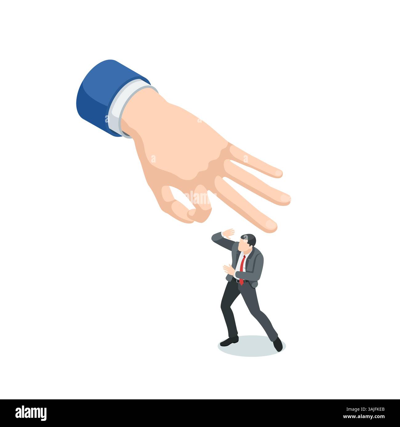 isometric vector hand of a boss flick away a bad employee, in color on ...