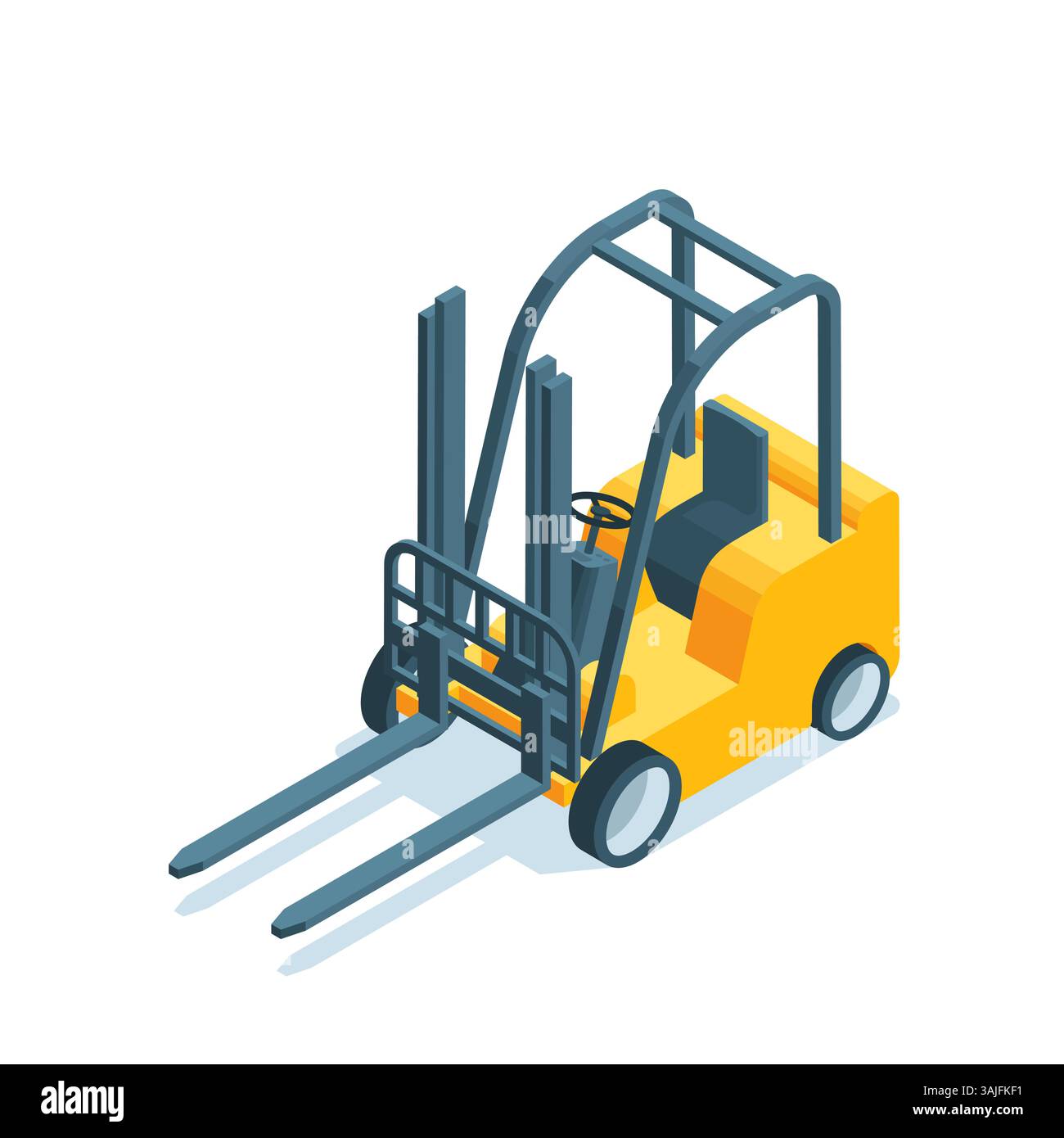 isometric forklift, in color on a white background, warehouse equipment ...