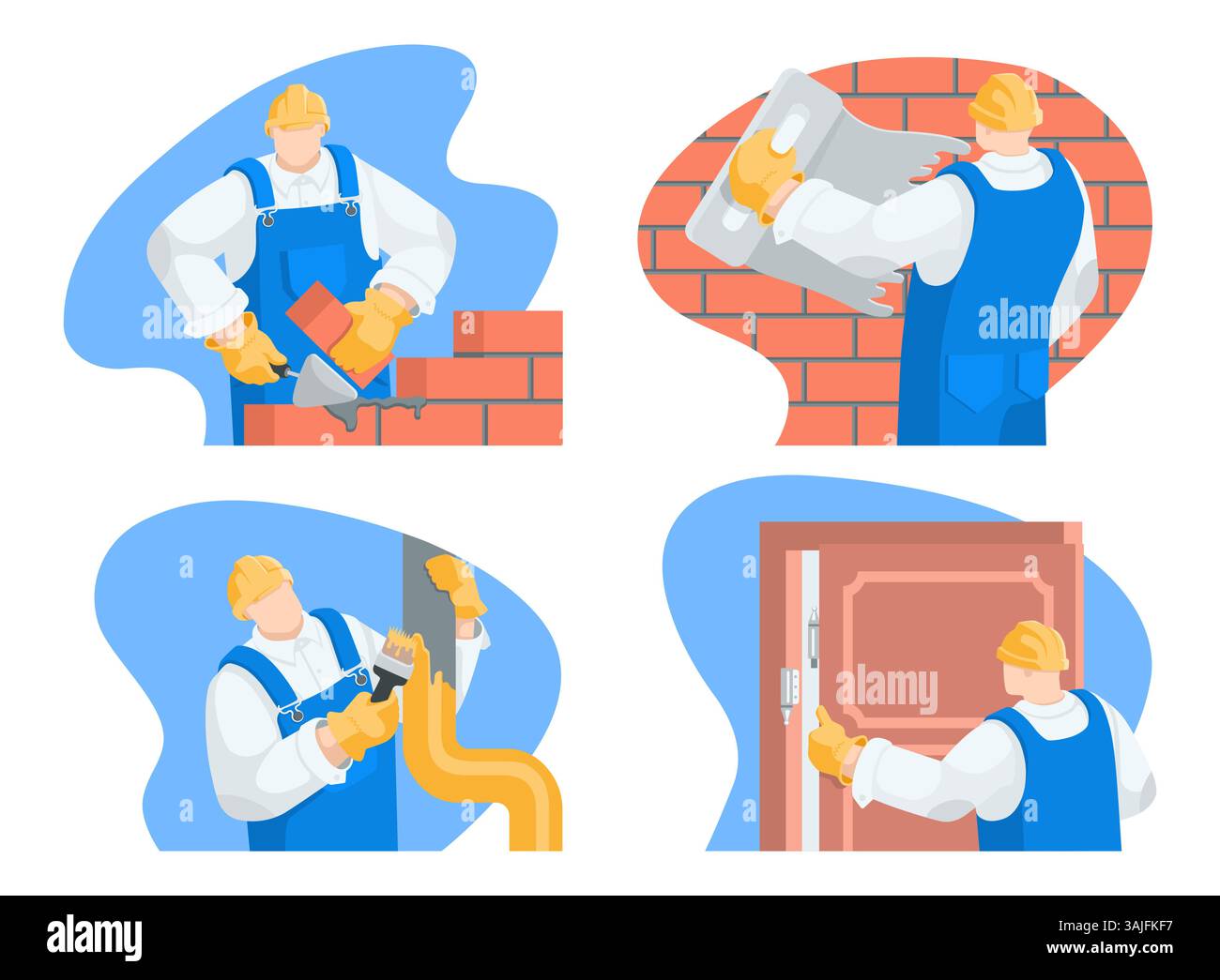 vector illustration in the form of a set of builder character ...