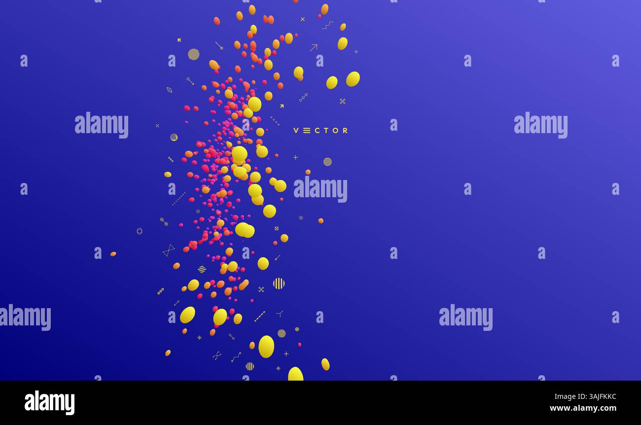 Floating liquid blobs. Abstract colorful banner with fluid shapes. Futuristic composition with ...