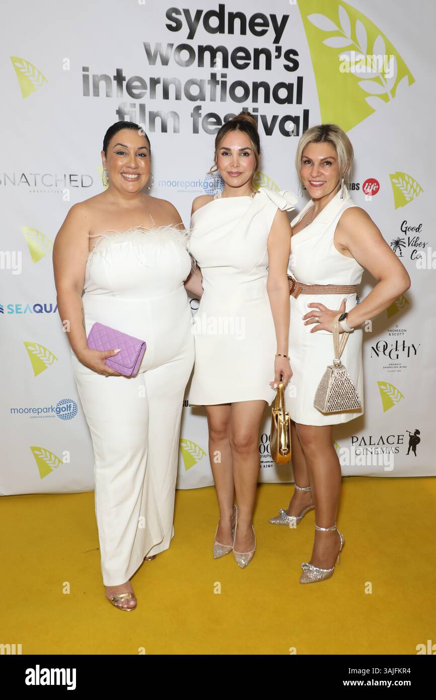 Sydney, Australia. 11th April 2025. L-R: Chantel Rahme, Vida Afshari and Suzy Michael attend ...