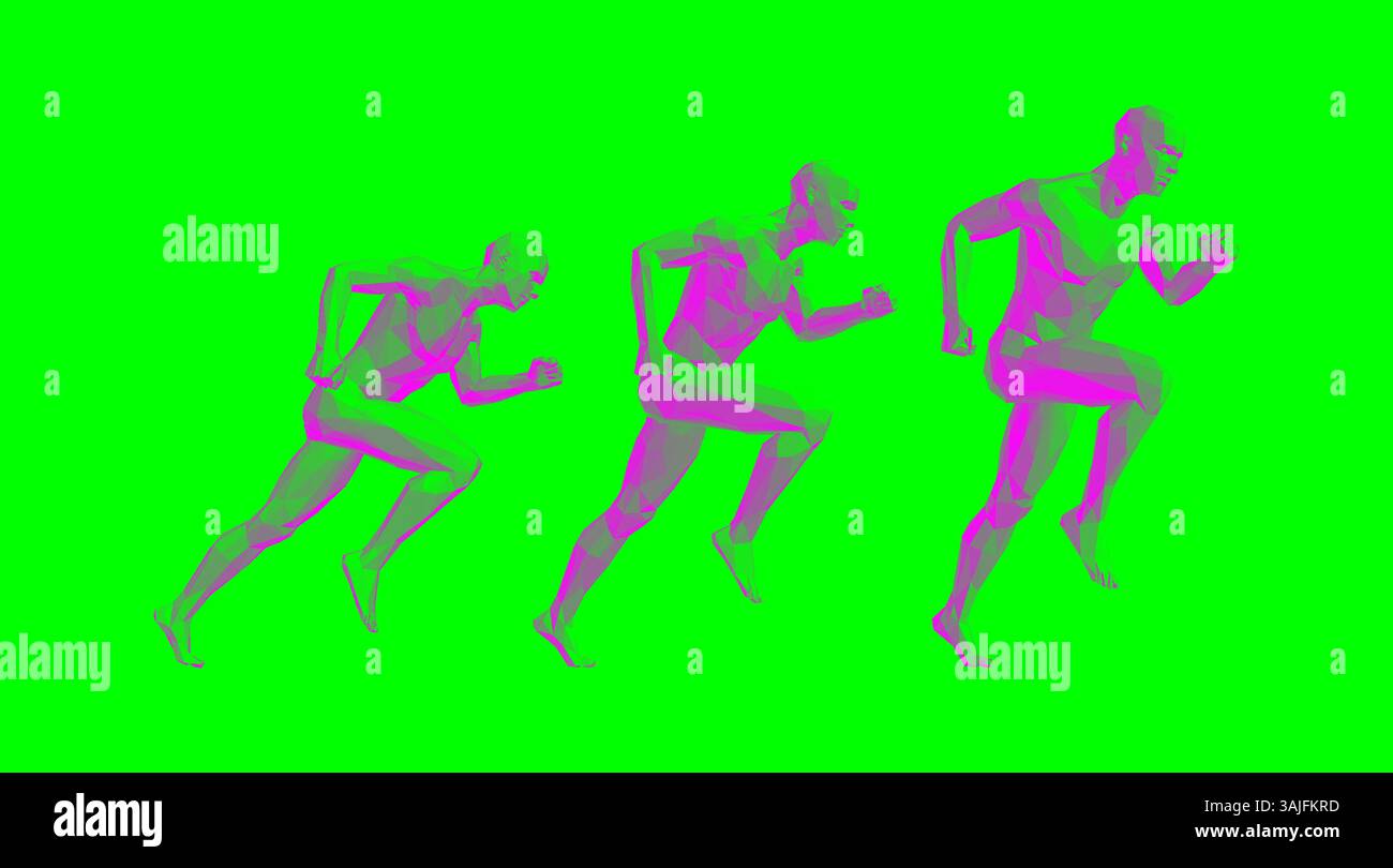 Running step. Marathon runner. Design for sport. 3D human body model ...