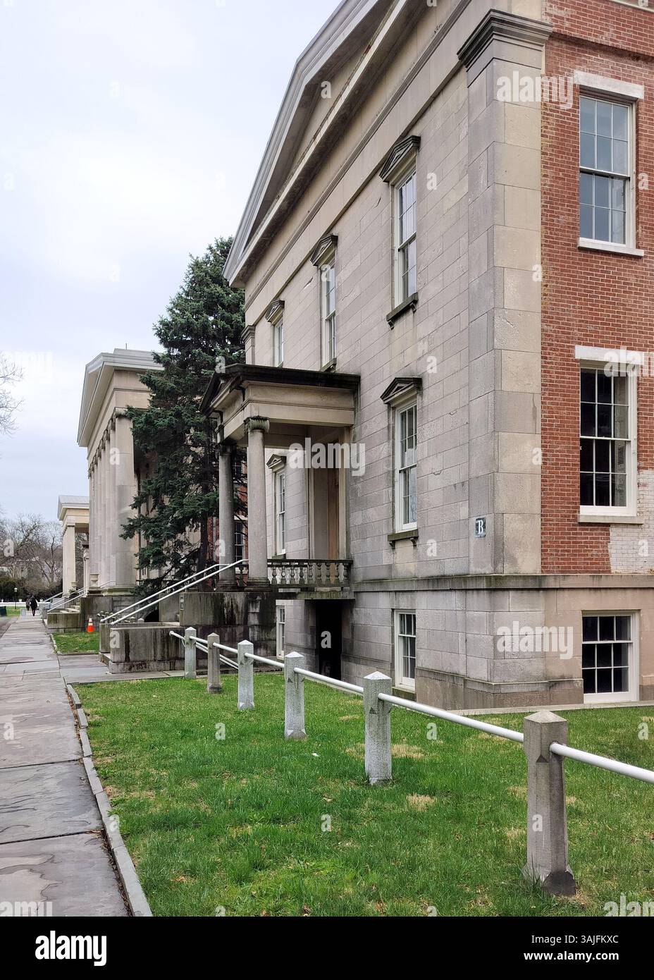Porticos and columns of the 19th-century historic buildings of the ...