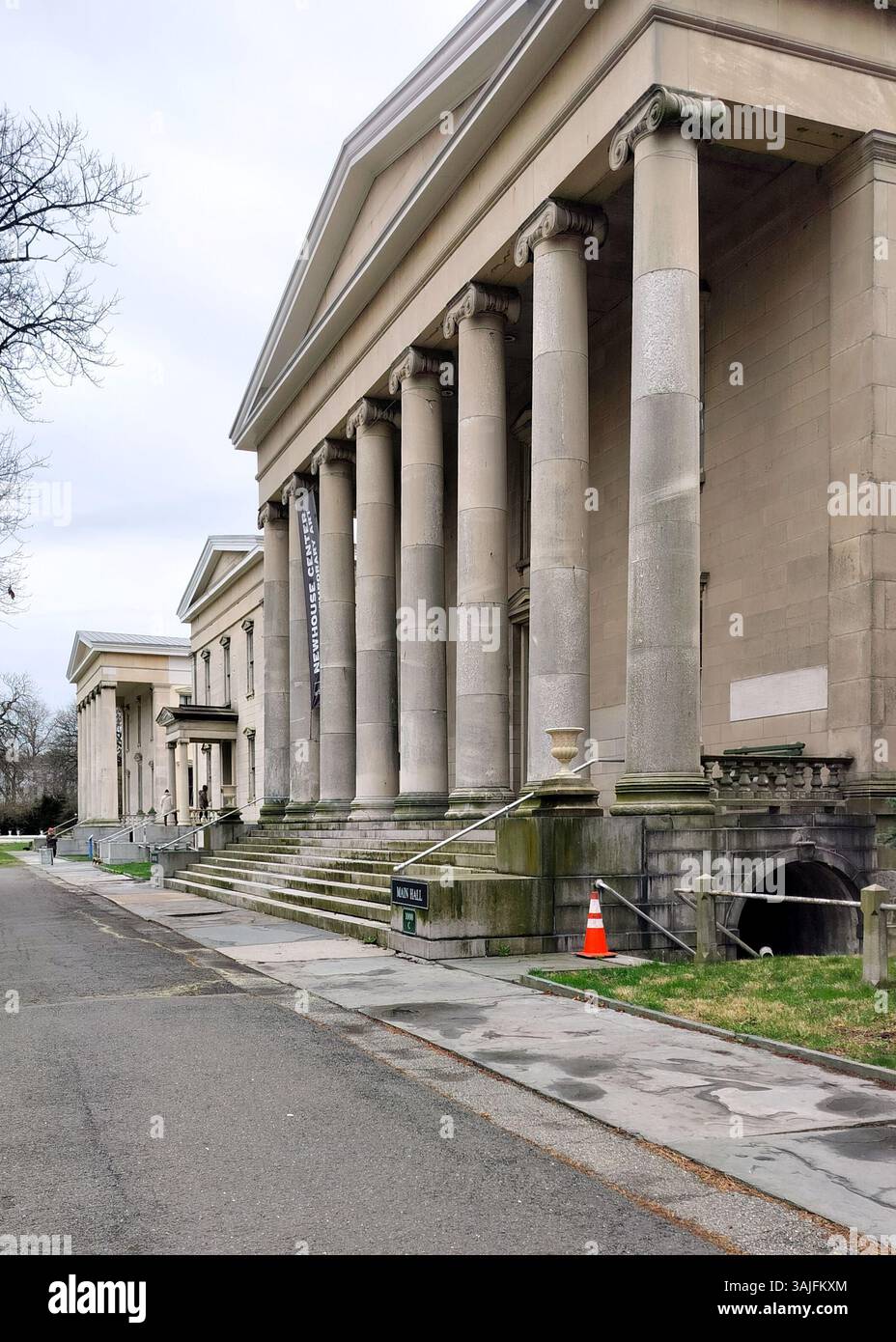 Porticos and columns of the 19th-century historic buildings of the ...