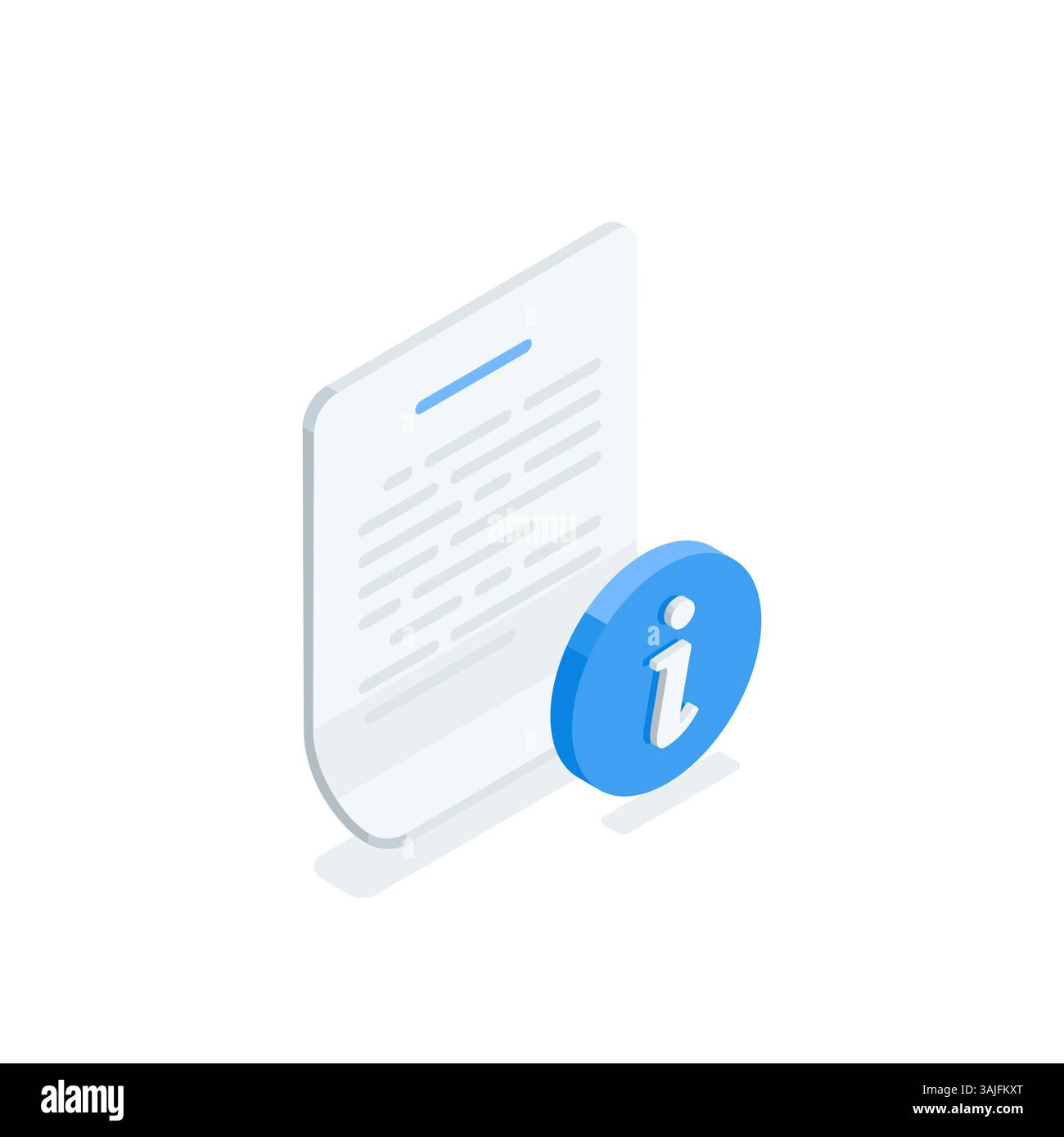 isometric vector information icon and sheet of paper, in color on white ...