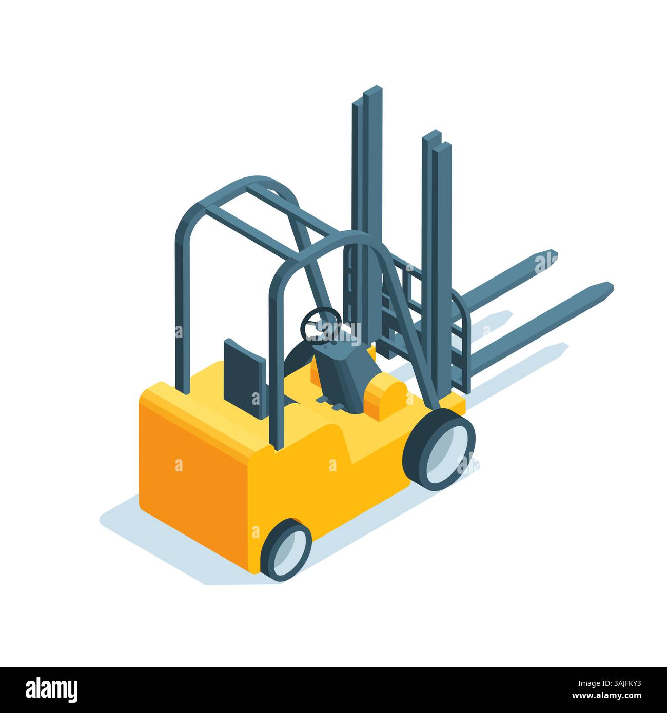 isometric forklift, in color on a white background, warehouse equipment ...