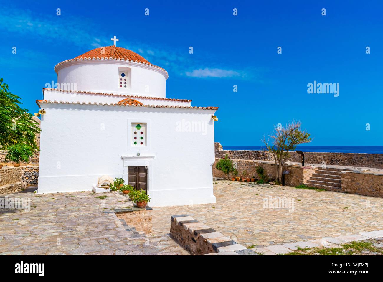 White Holy Church of the Virgin Mary on Chrysaphitissa square in the ...