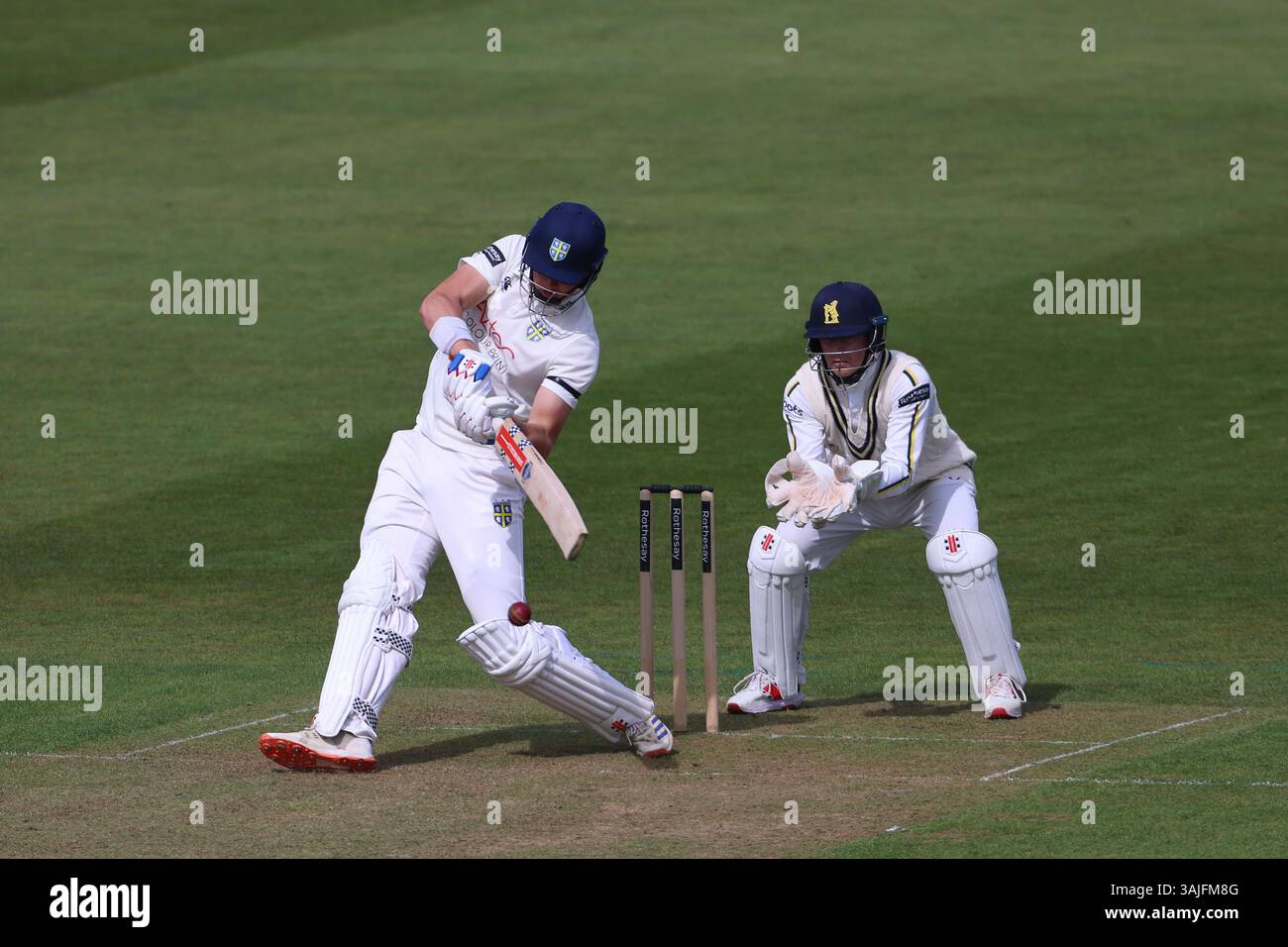 Durham's Ben McKinney is seen hitting out whilst batting during the ...