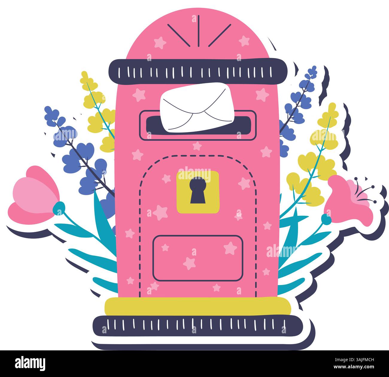 Mail box sticker isolated cartoon illustration on the white background ...