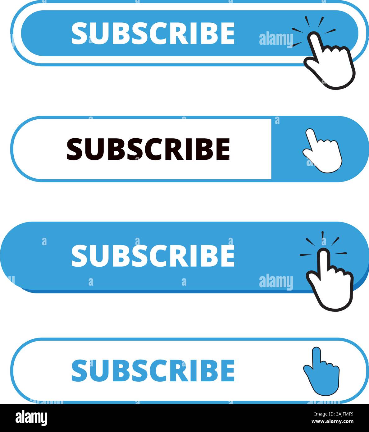 Blue and white subscribe web bar button on a white background Stock ...