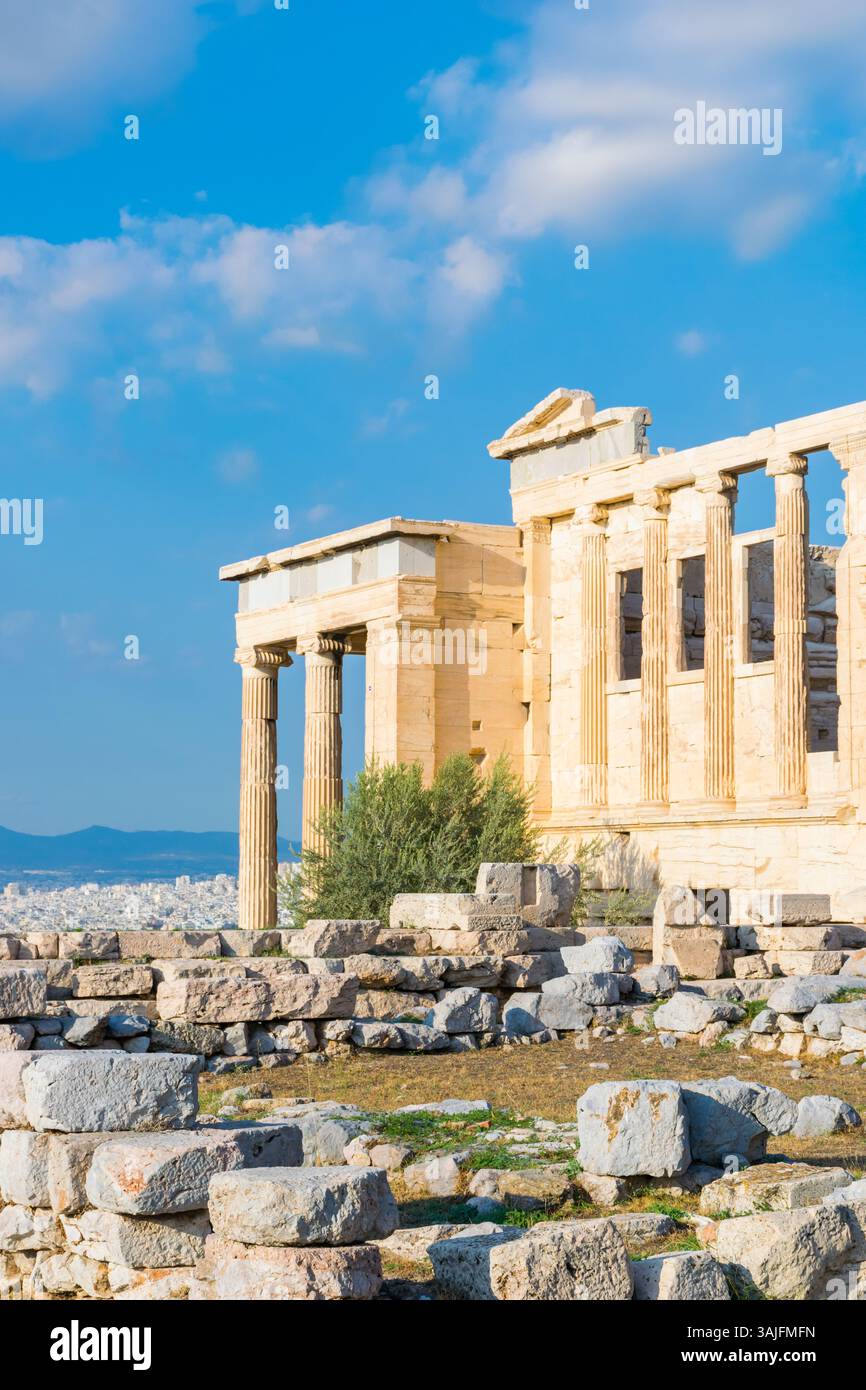 Sunny side view of The Erechtheion or Temple of Athena Polias on the ...