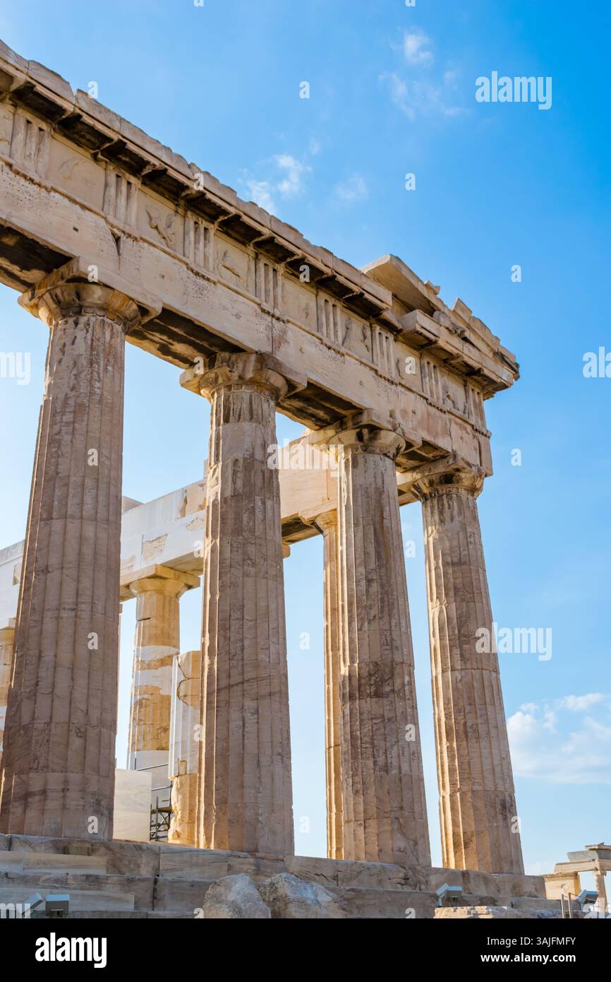 The Parthenon temple dedicated to the goddess Athena on the Athenian Acropolis, Attica, Greece ...