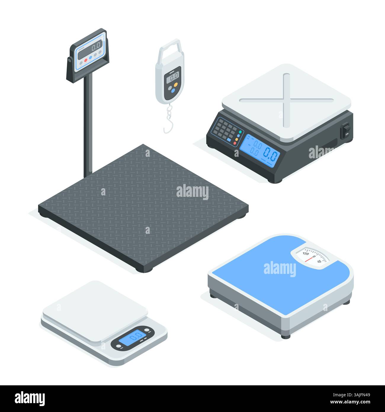 isometric vector set of scales, in color on a white background, large ...