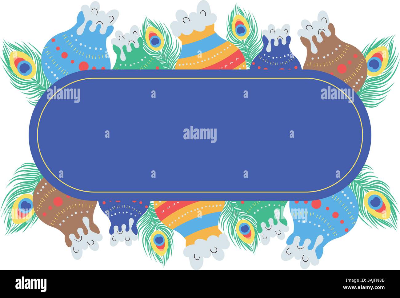 Krishna indian god, vector cartoon frame illustration on the white ...