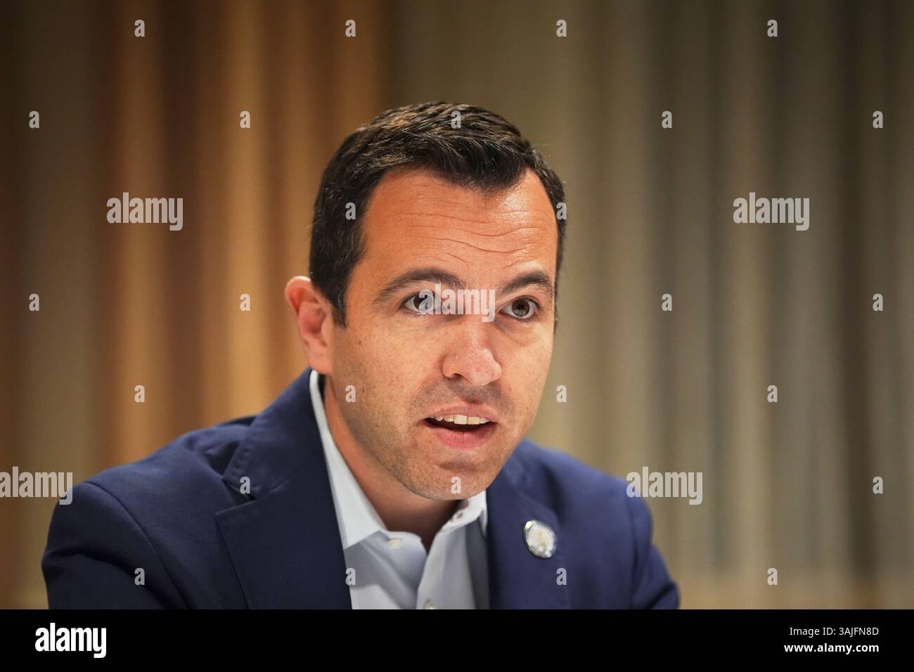 FILE - New Jersey Attorney General Matt Platkin speaks during an ...