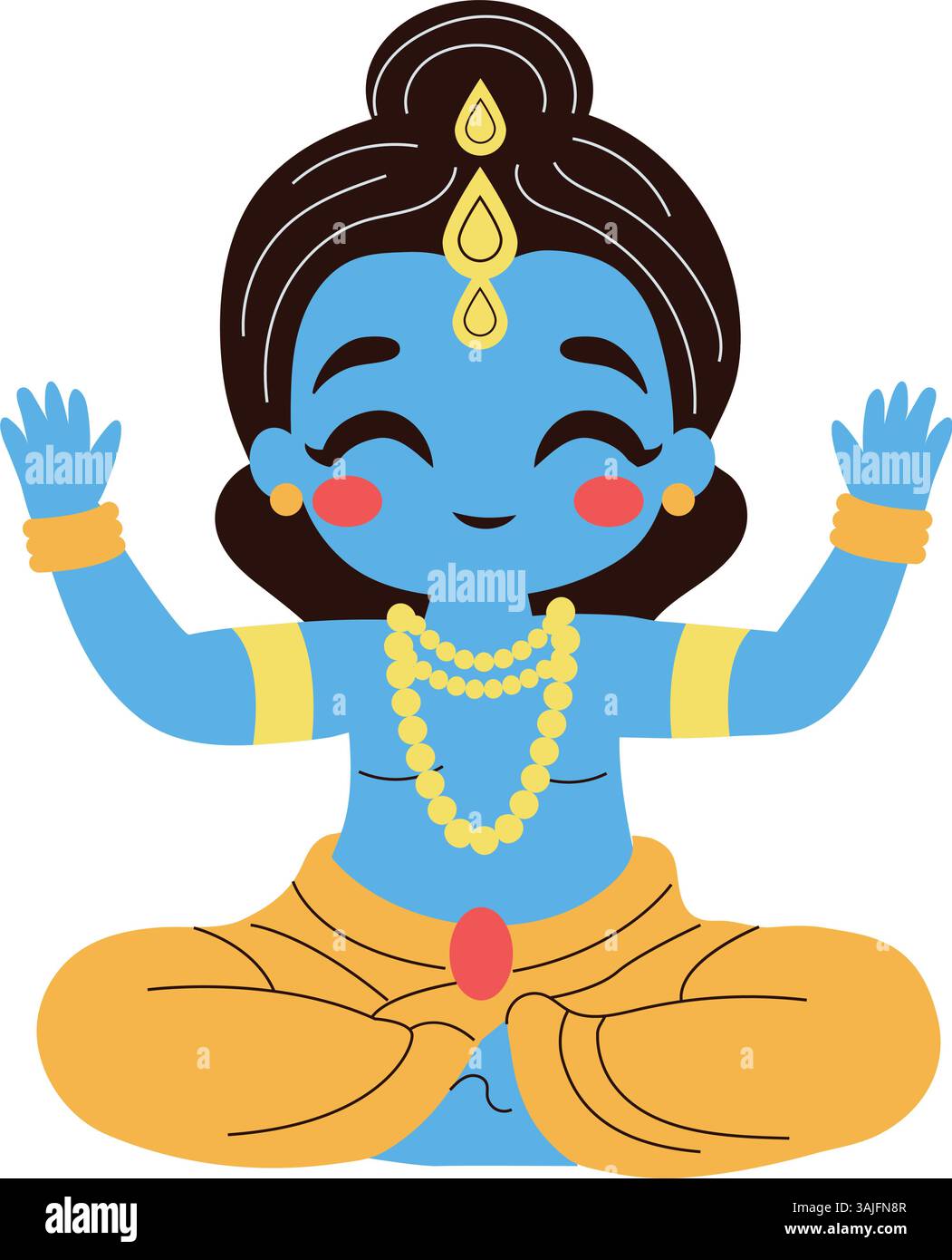 Krishna indian god, vector cartoon illustration on the white background ...