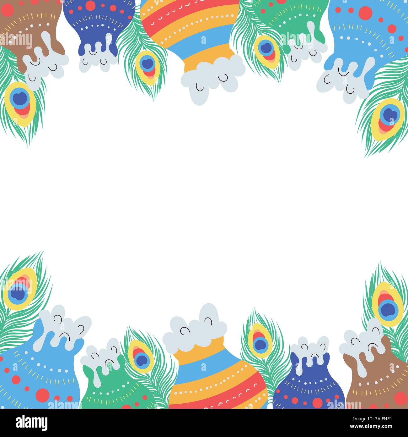 Krishna indian god, vector cartoon frame illustration on the white ...