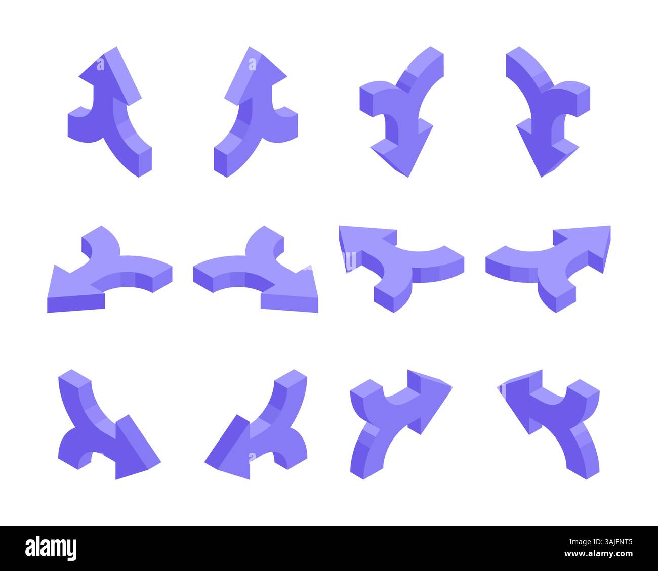 isometric set of arrows, in color on a white background, pointers for ...