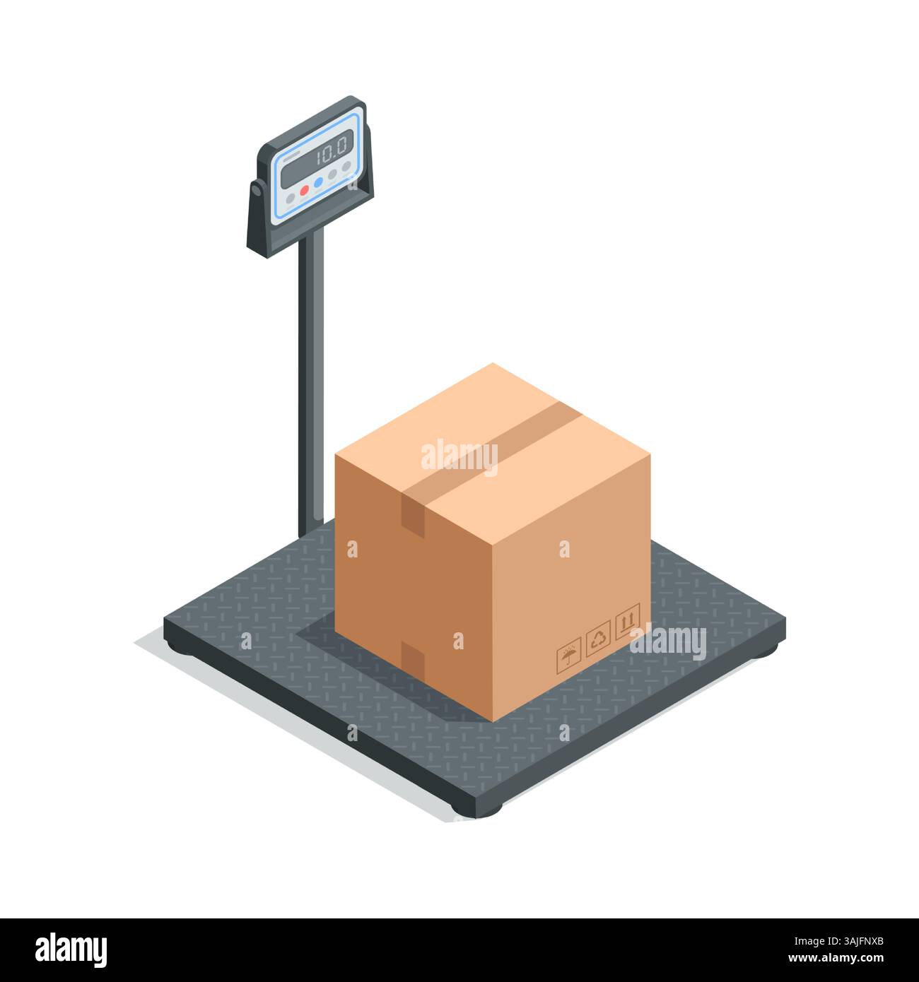 isometric vector scales with a box, in color on a white background ...
