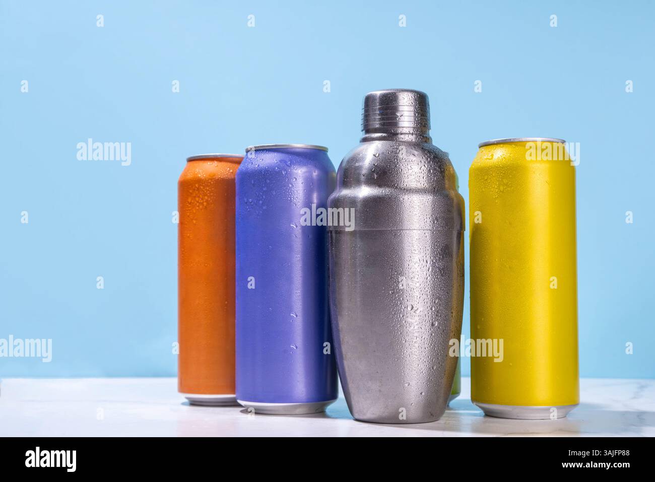 RTD Cocktail or mocktail, Ready to Drink canned beverage in colorful ...