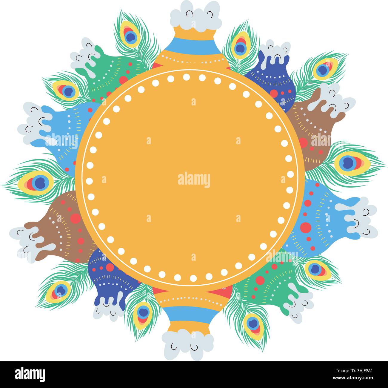 Krishna indian god, vector cartoon frame illustration on the white ...