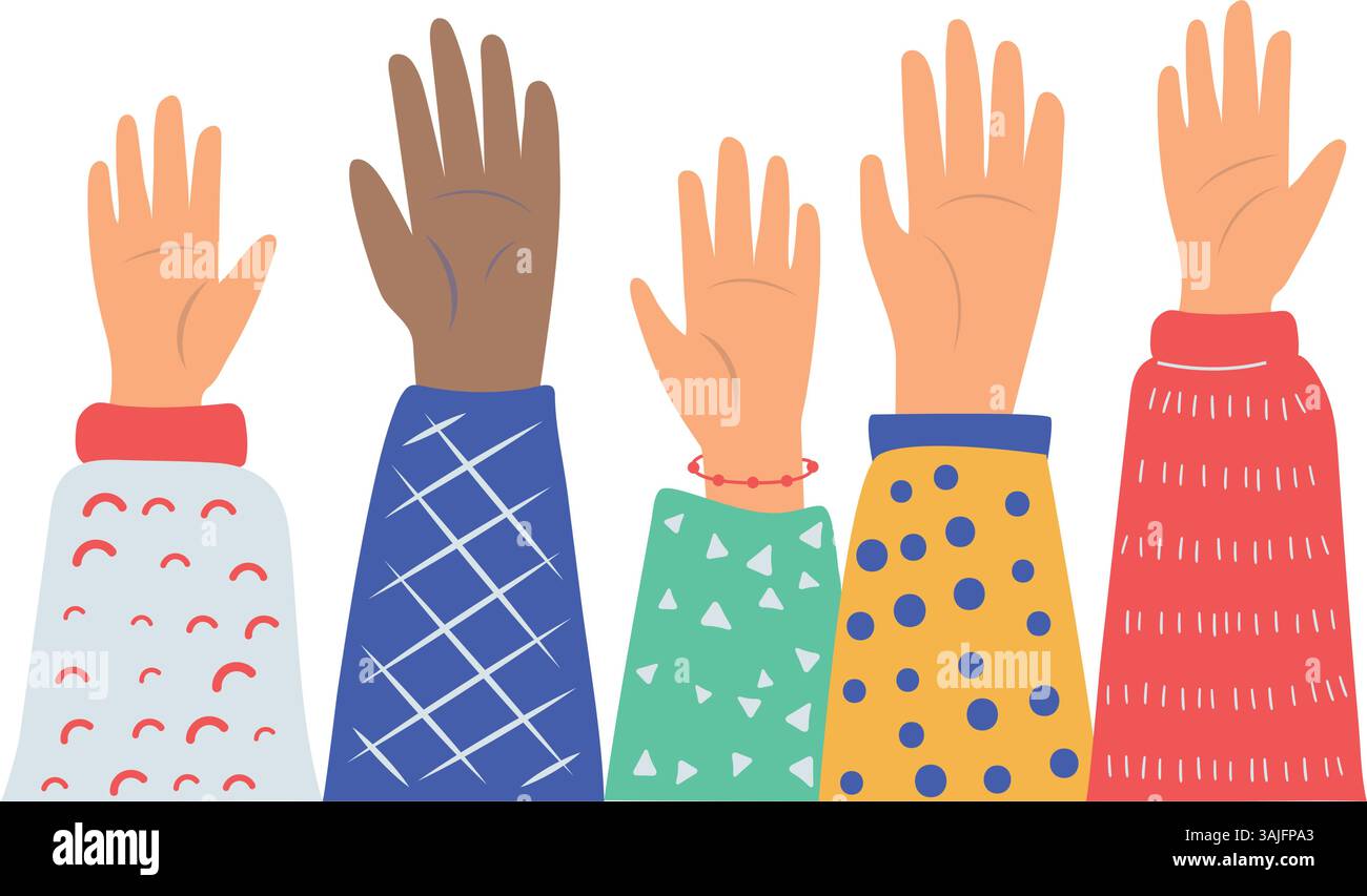 hands up vector cartoon isolated illustration Stock Vector Image & Art ...