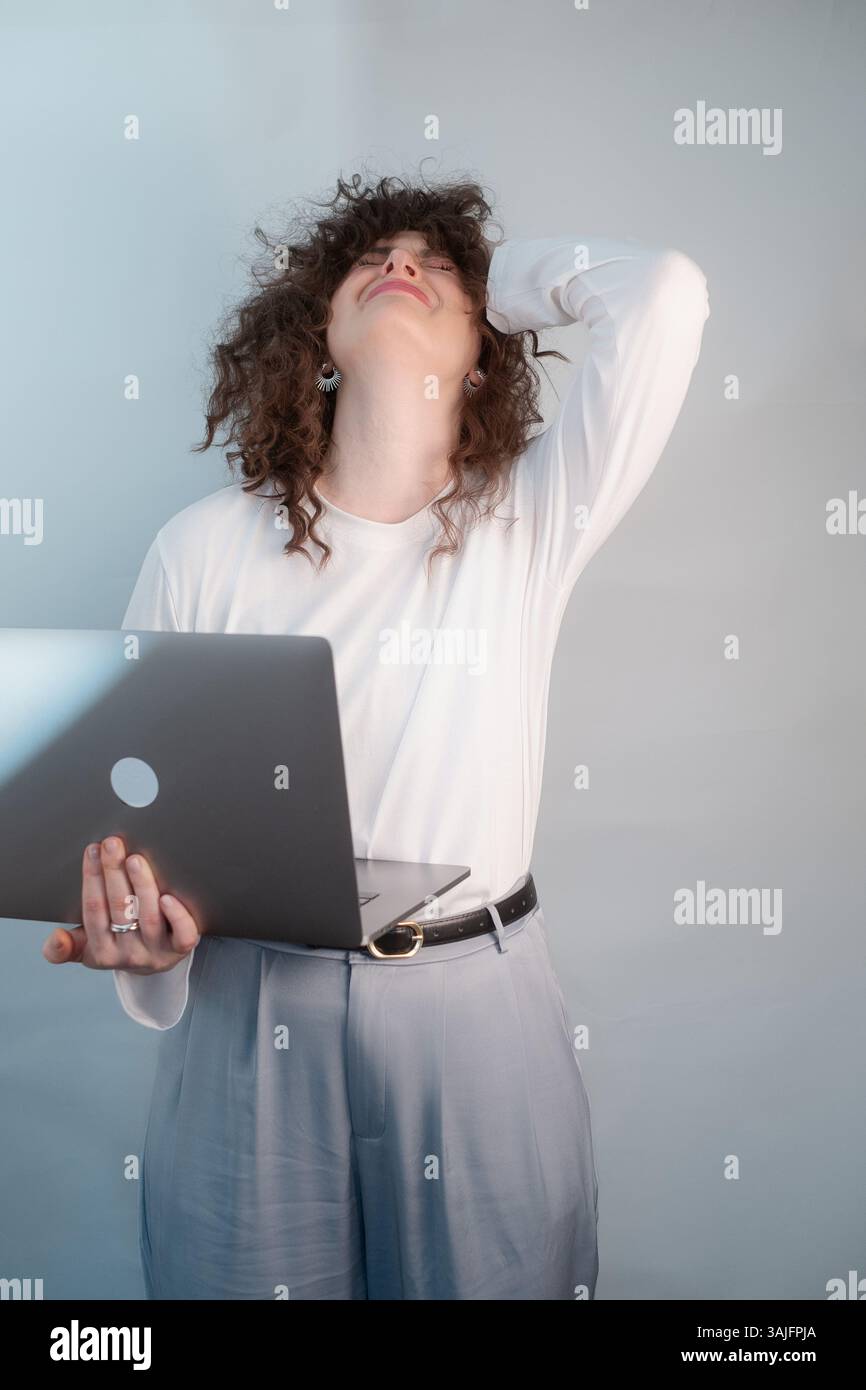 Modern career challenges woman overwhelmed with tasks feeling anxious ...