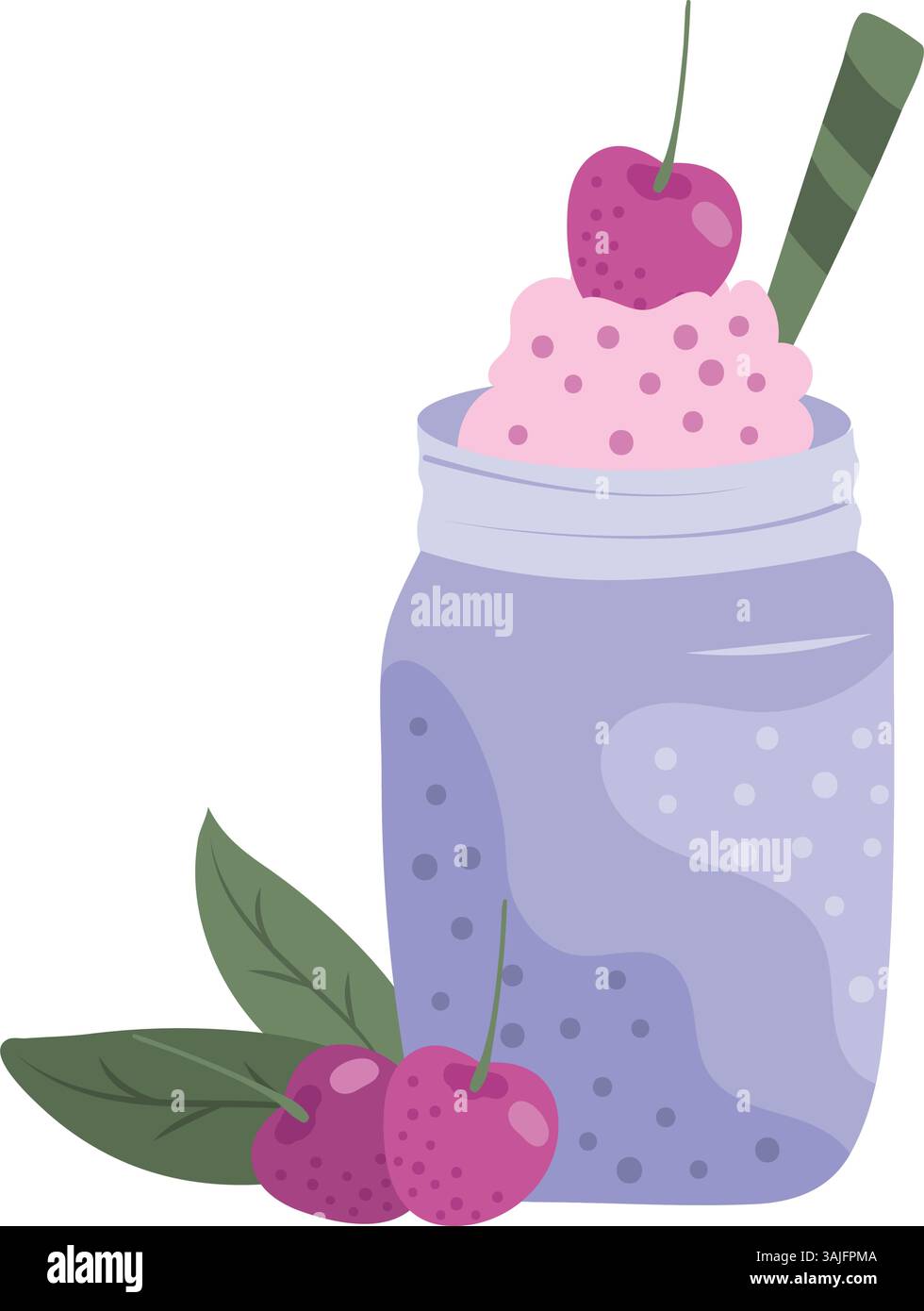 Healthy drink smoothie with cherry, vector cartoon illustration Stock ...