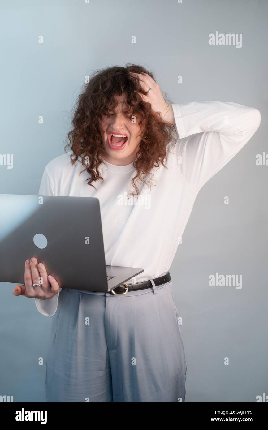 Excessive workload and constant stress woman shows signs of complete ...