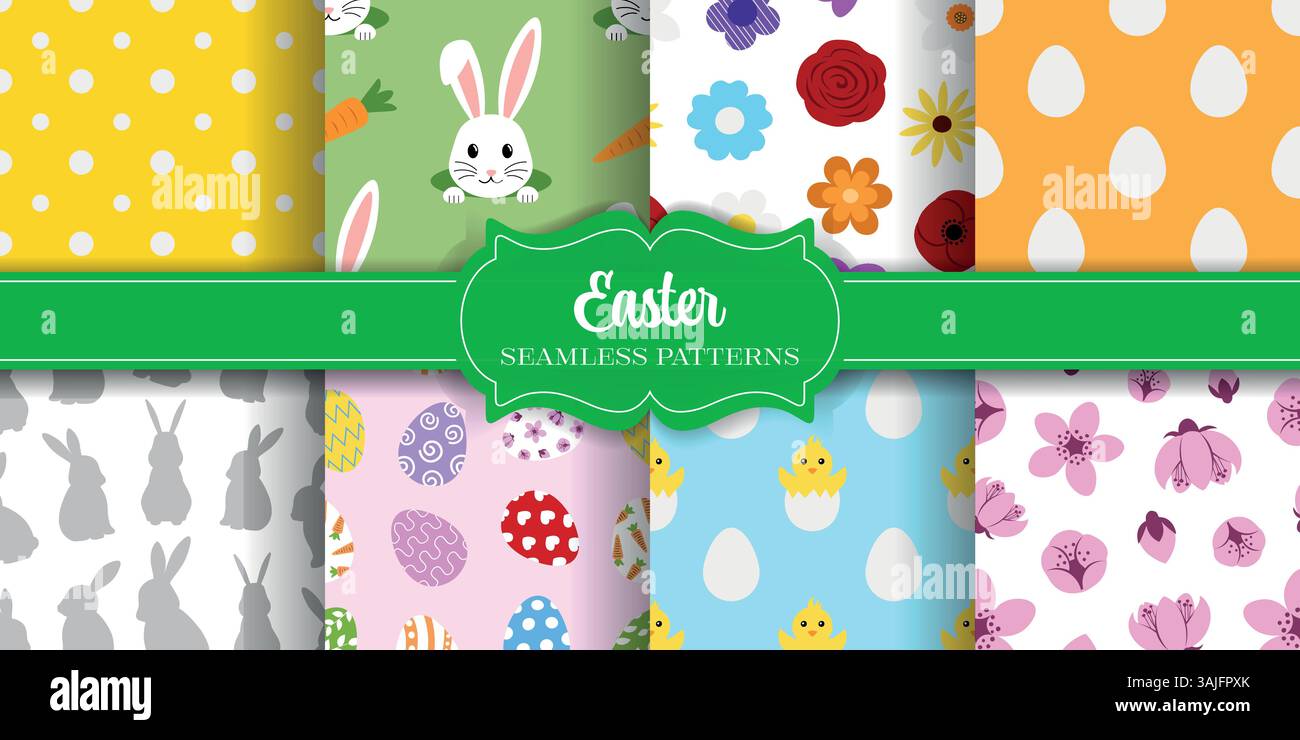 set of easter seamless textures. collection of easter patterns Stock ...