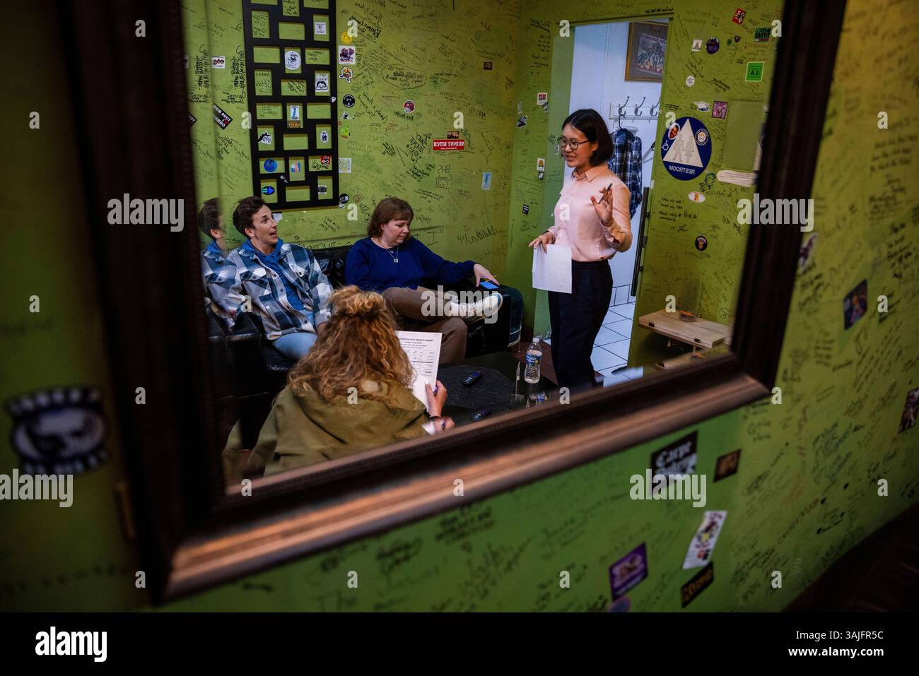 From left, Kaycee Conlee, Ashley Brooke Roberts and emcee Corinna Yee ...