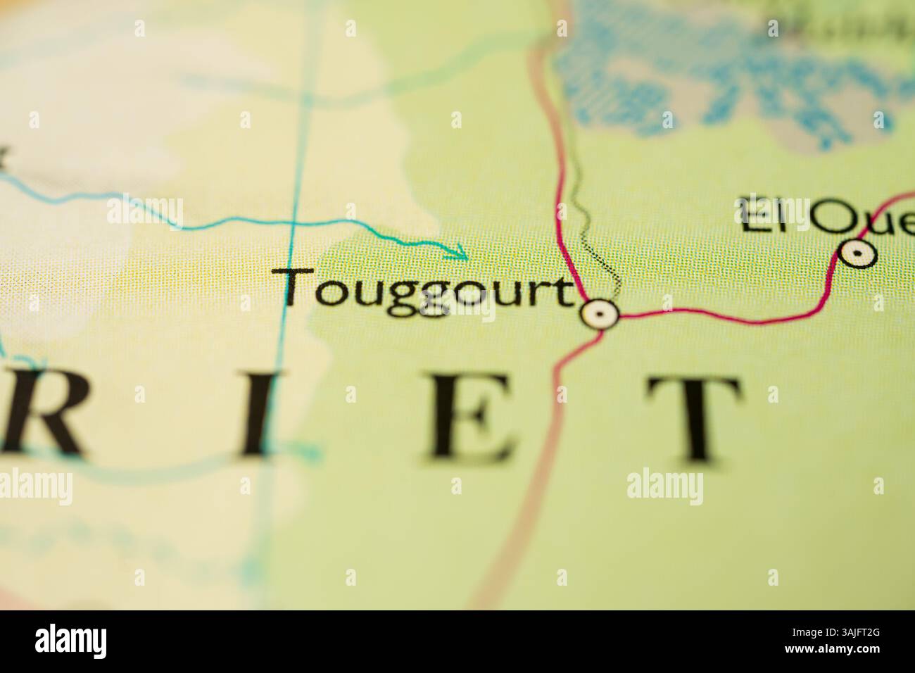 Close up map highlighting Touggourt Algeria Stock Photo - Alamy