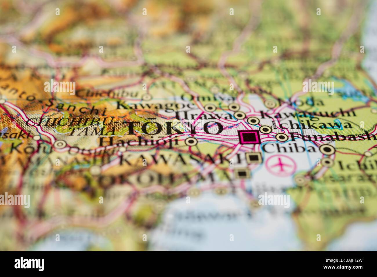 Tokyo region map including Chiba and surroundings Stock Photo - Alamy